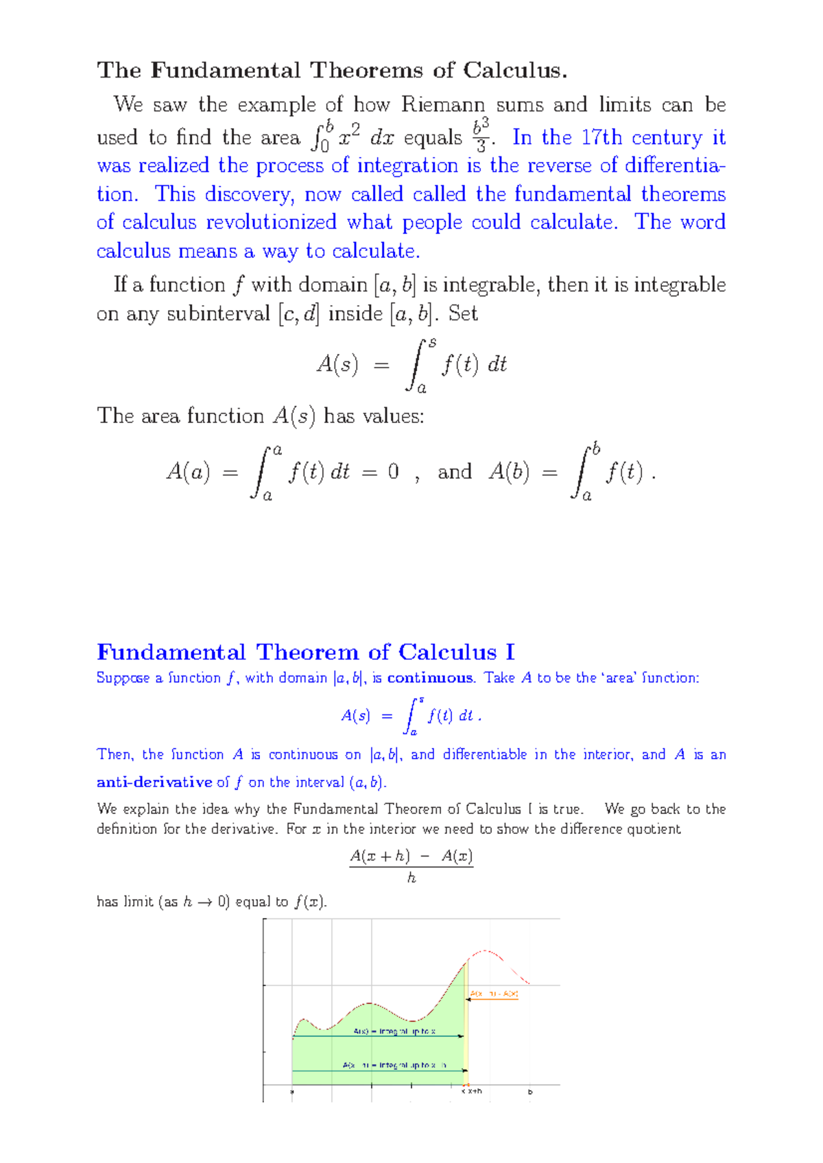 Math1013 2016 Lecture Slides Week 12: Fundamental Theorems of Calculus ...