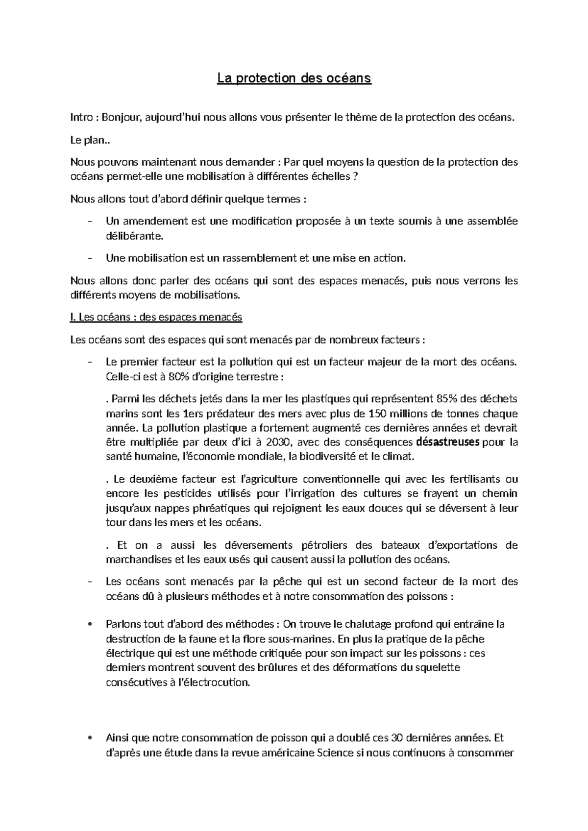 La protection des océans : enjeux et mobilisations 05 - Studocu