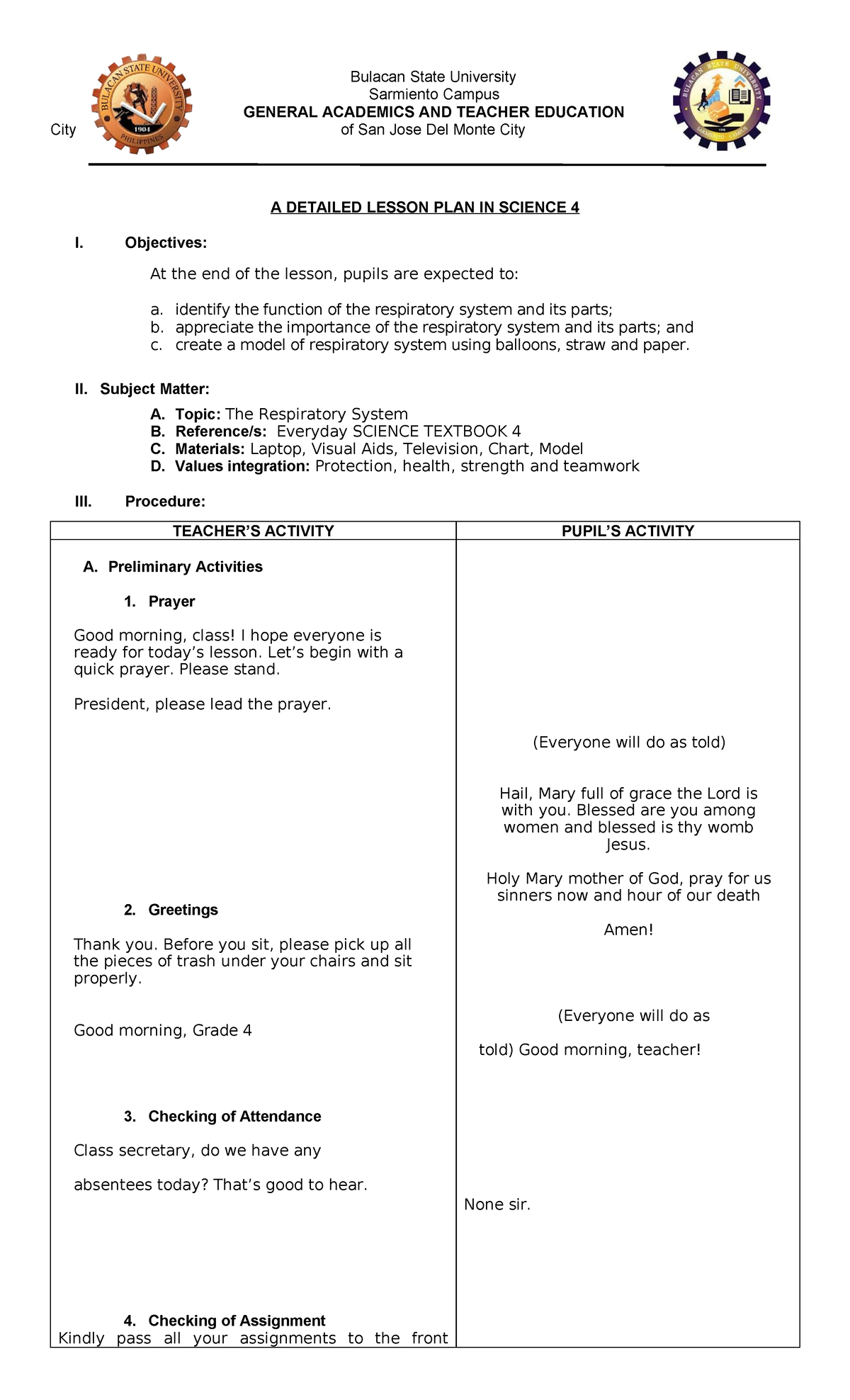 DLP: Detailed Lesson Plan on the Digestive System for Science 4 - Studocu