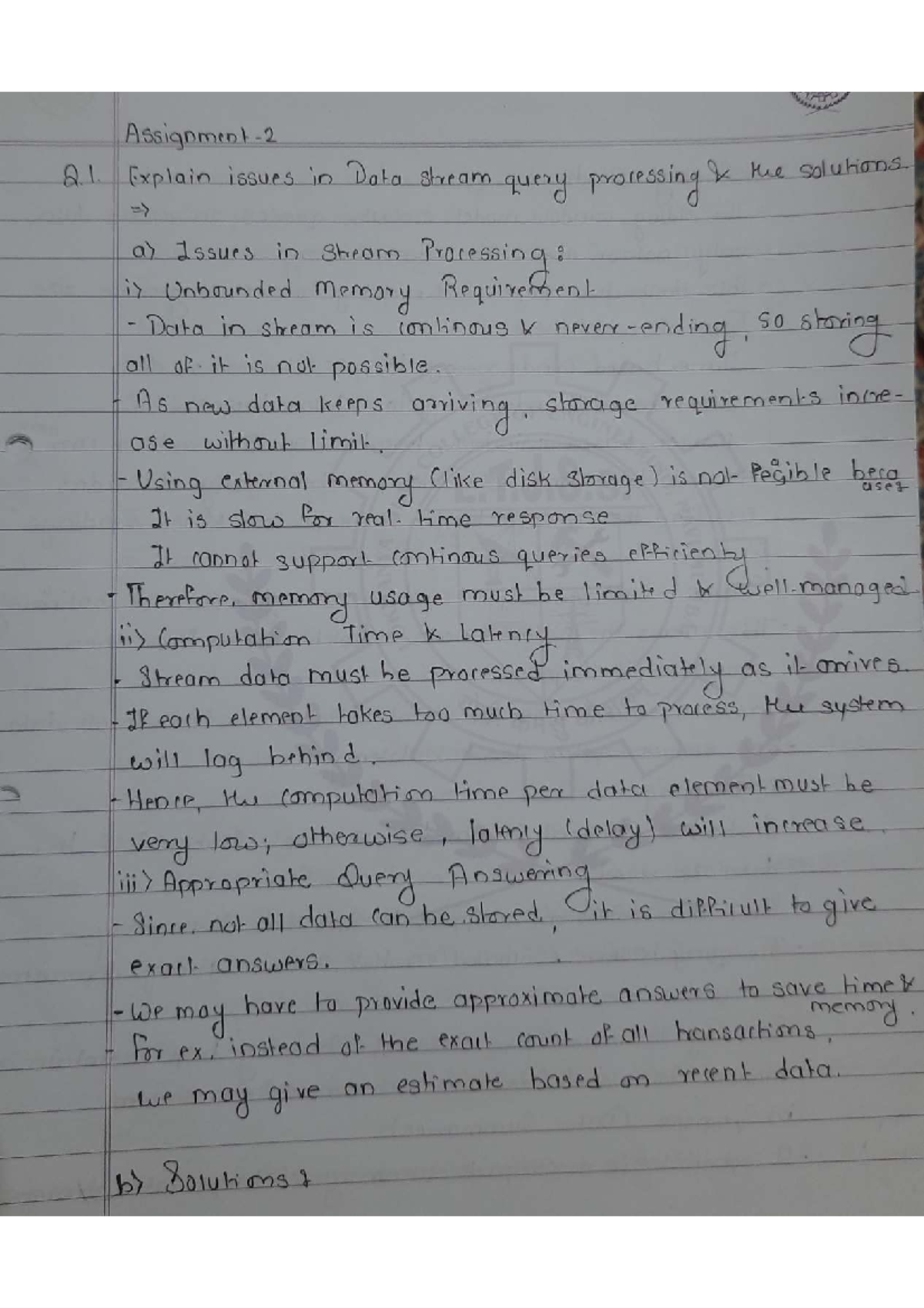 BDA Assignment 2-1: Issues and Solutions in Data Stream Query Processing - Studocu