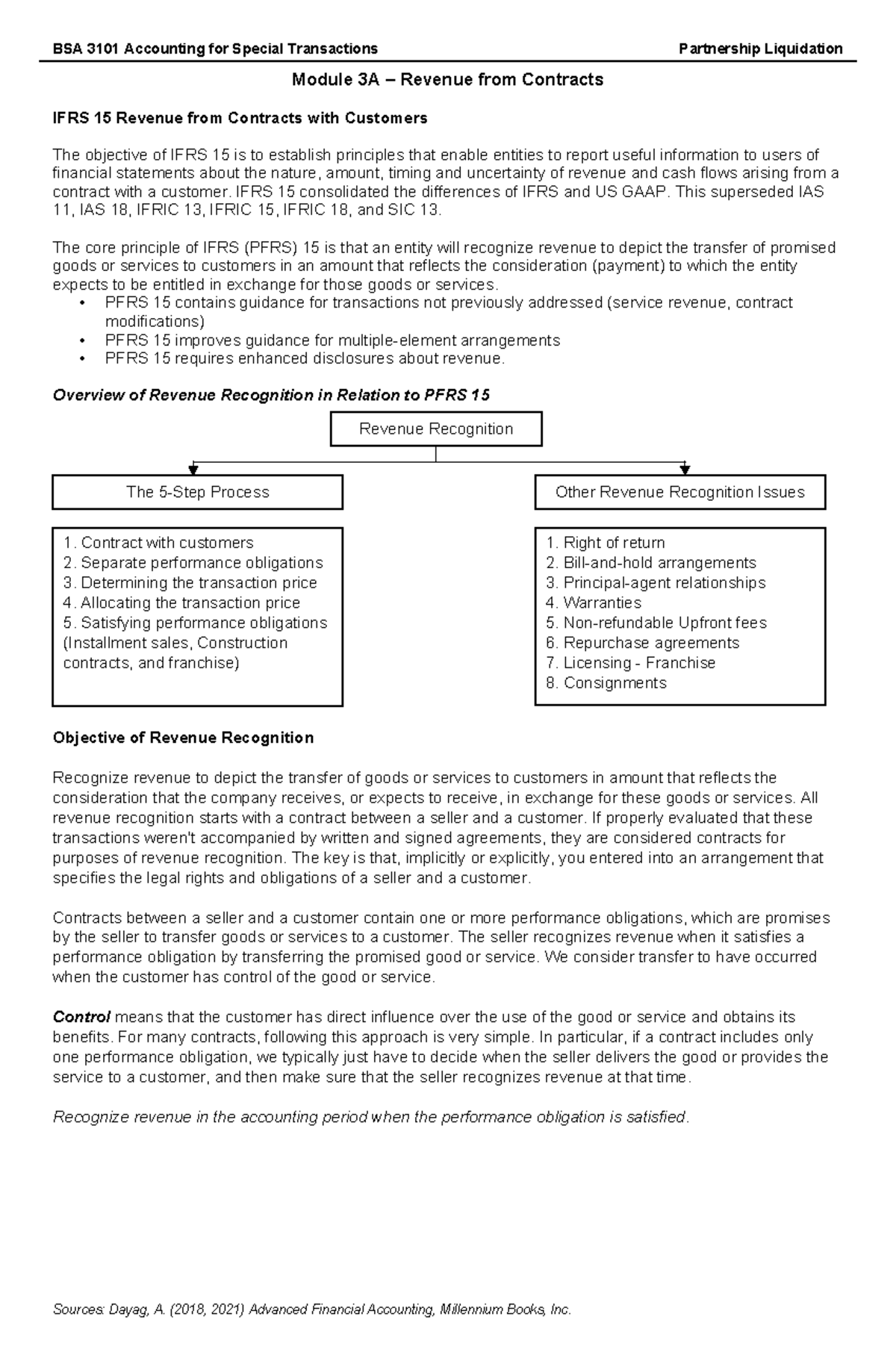 BSA 3101 Final Exam Notes: IFRS 15 Revenue from Contracts with ...