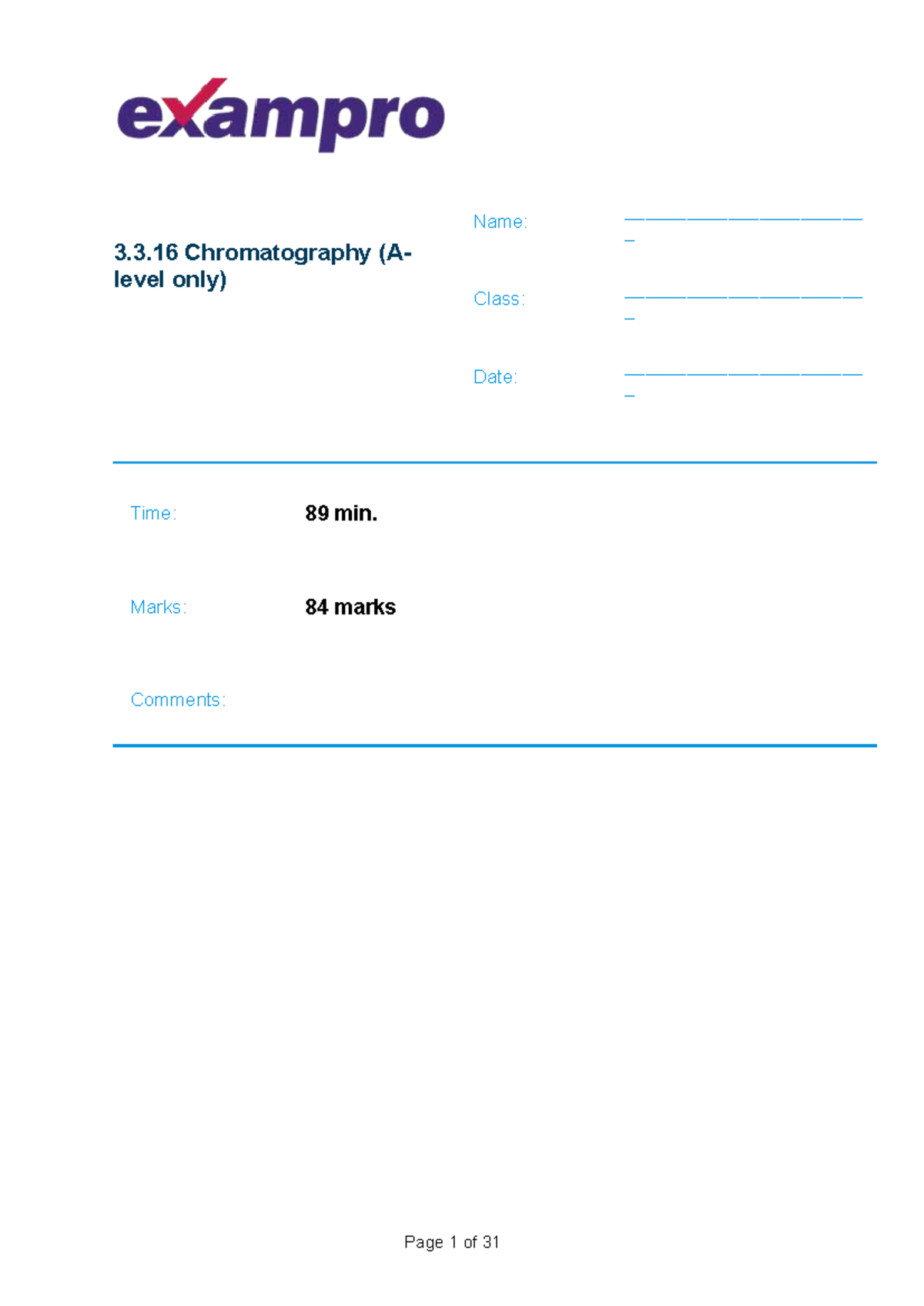 3.3.16 A-Level Chromatography: Practical Techniques & Analysis - Studocu