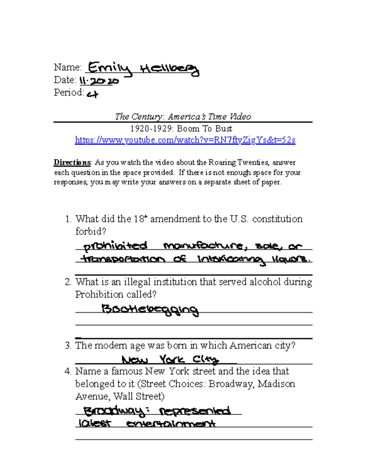 The Century- America’s Time Video 1920-1929- Boom To Bust - Name ...