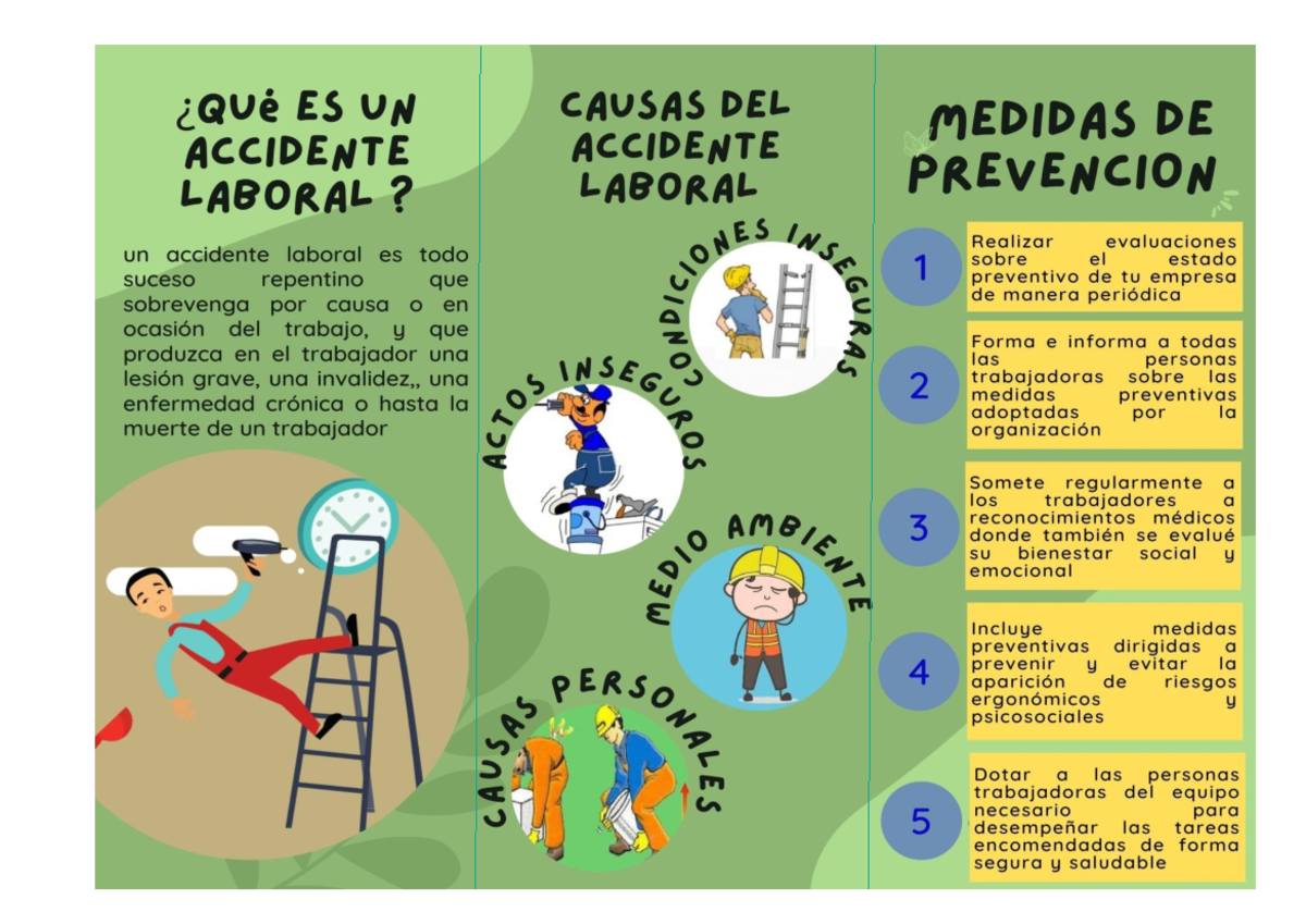 Folleto de accidentes laborales - Seguridad y salud en el trabajo - Studocu