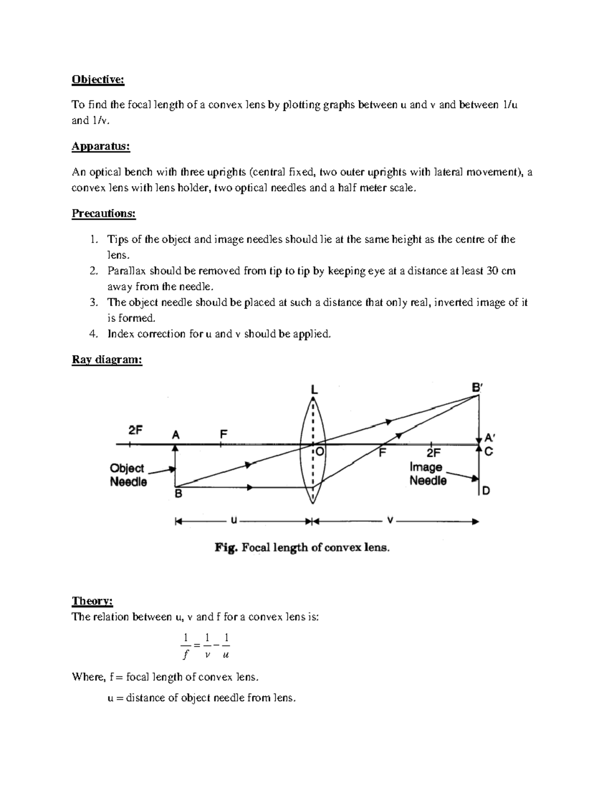 Practical 5: Finding Focal Length of Convex Lens in Physics XII - Studocu