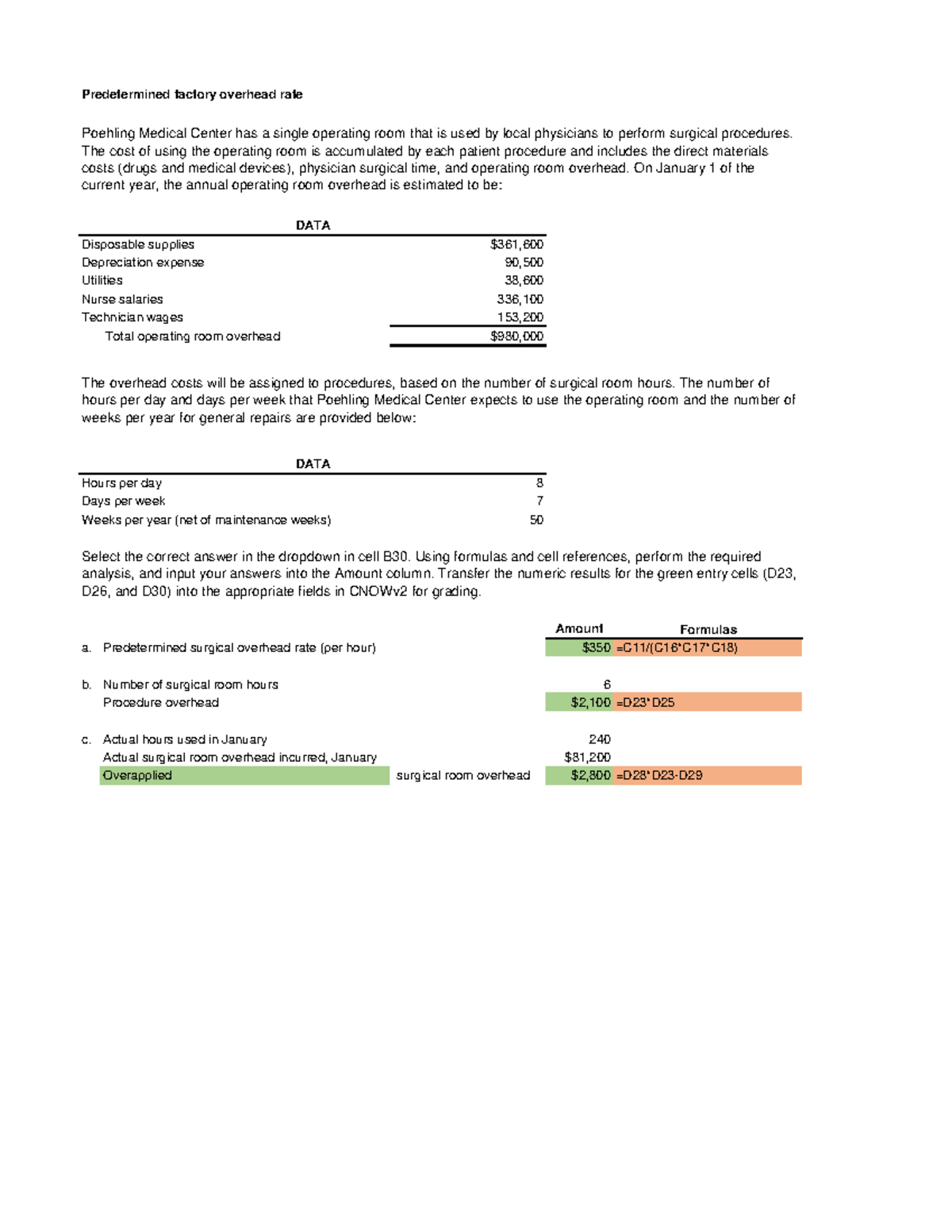 Predetermined Factory Overhead Rate Analysis for Surgical Procedures ...