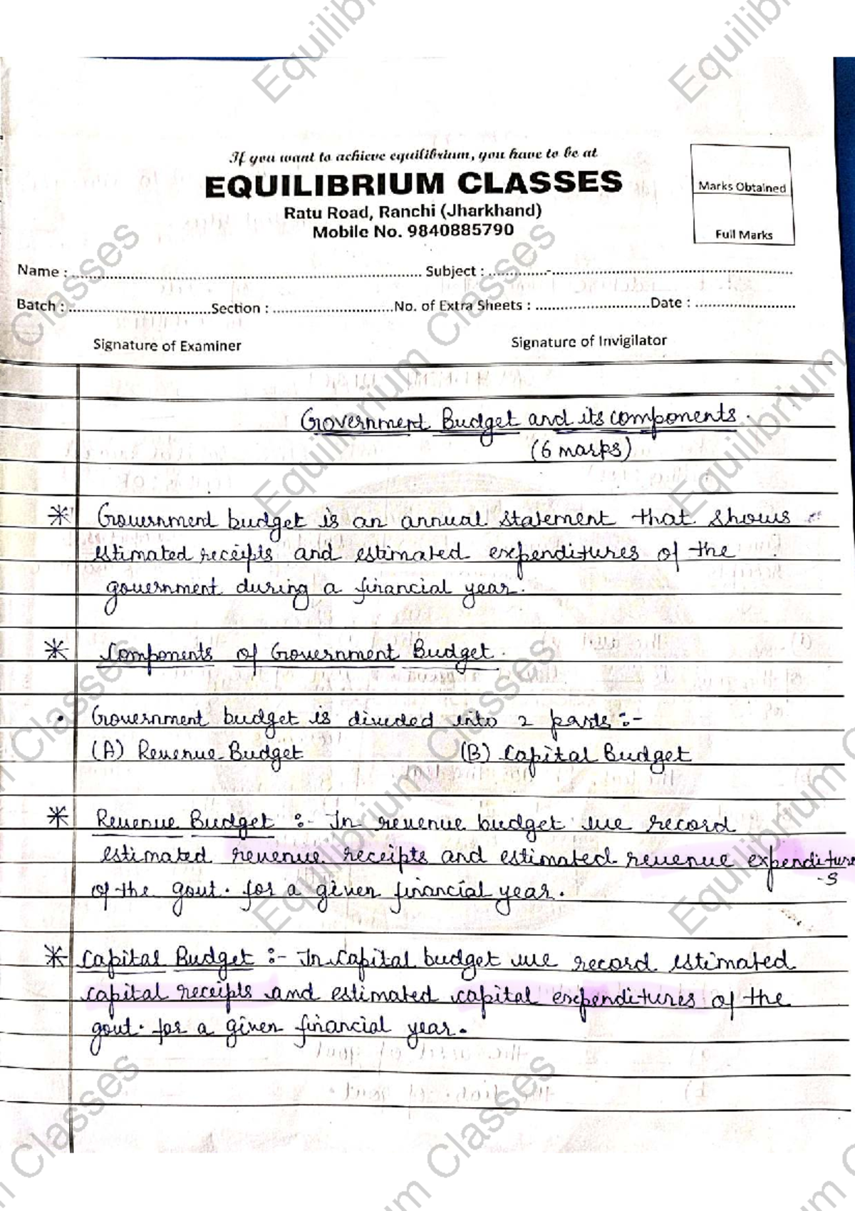 Government Budget Classwork: Key Concepts and Analysis - Studocu