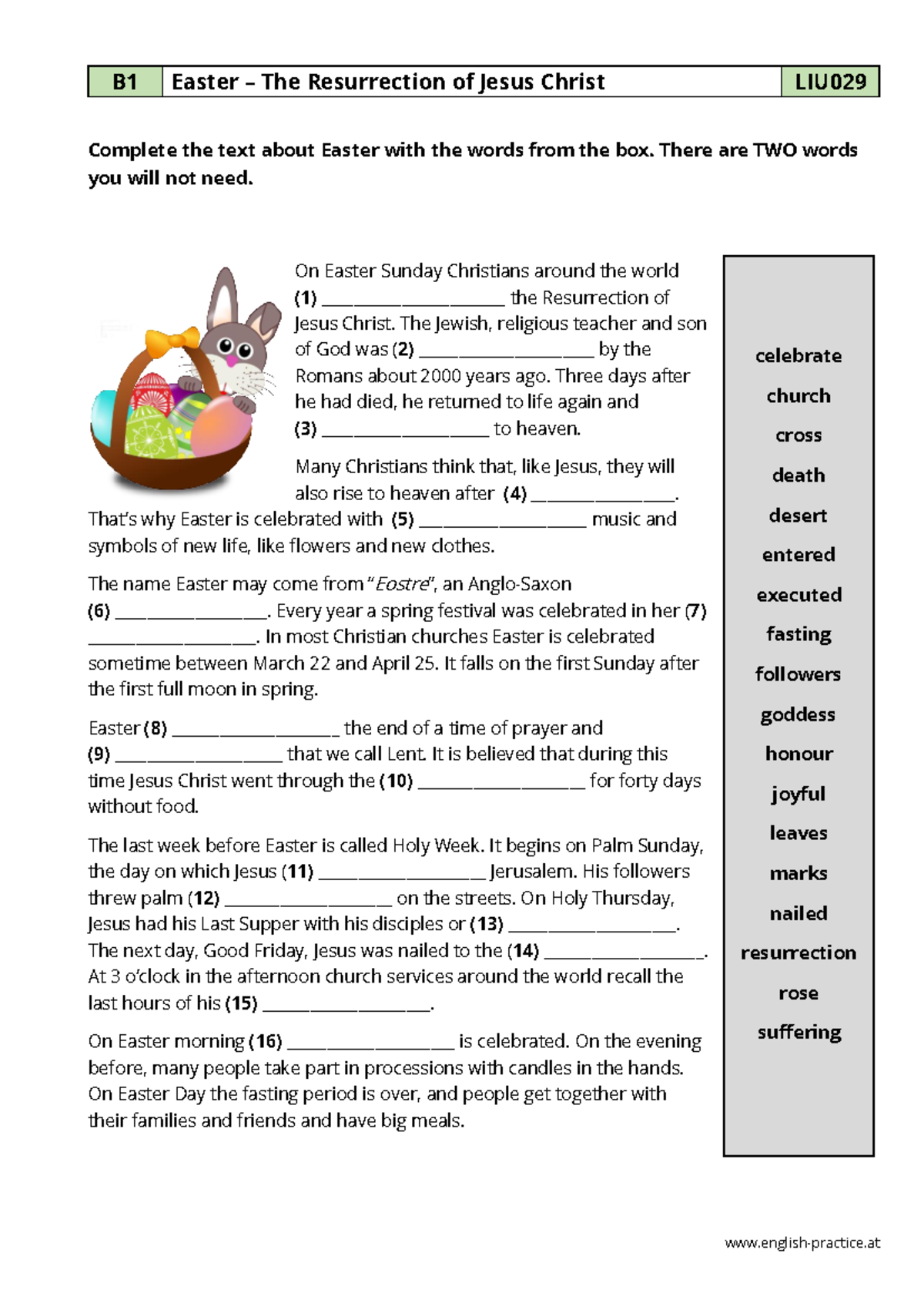 Easter - reading - english-practice B1 Easter – The Resurrection of ...