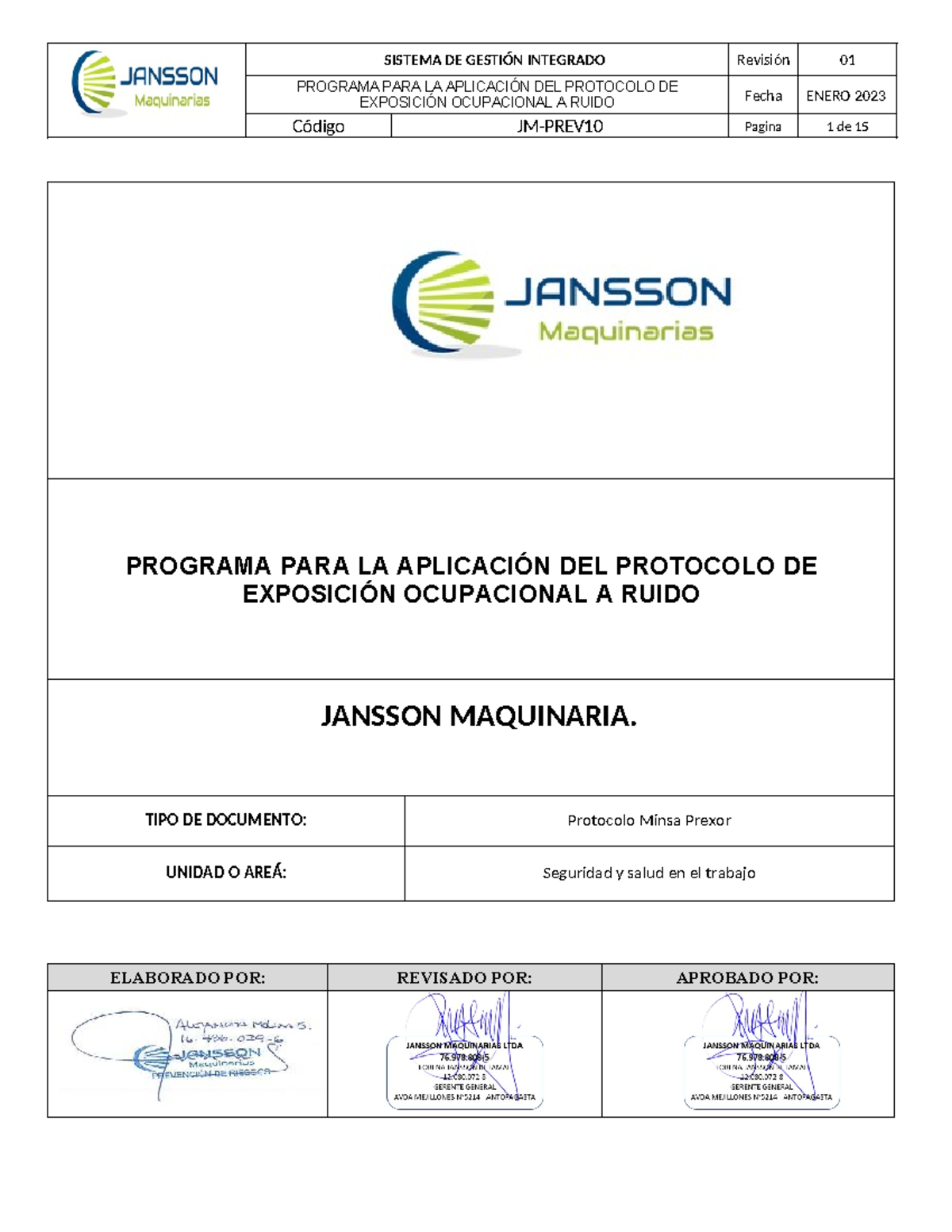 Protocolo Prexor JM-PREV10: Aplicación del Protocolo de Exposición a ...