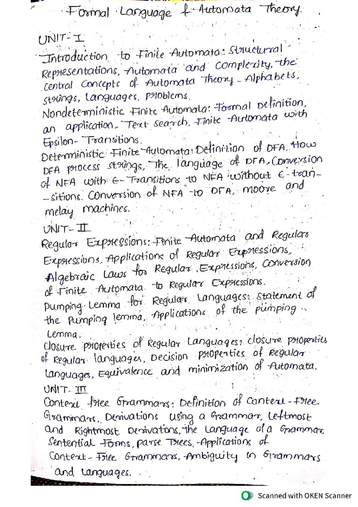 Formal Language Automata Theory: FLAT Unit 1 Notes - Studocu