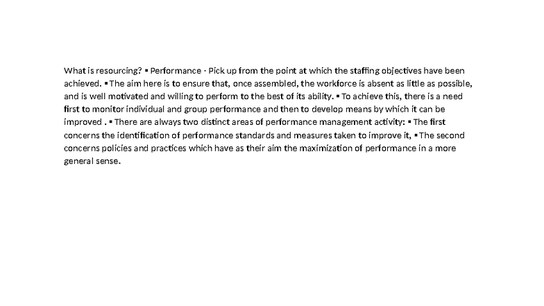 Resourcing Strategies: Enhancing Workforce Performance Management - Studocu