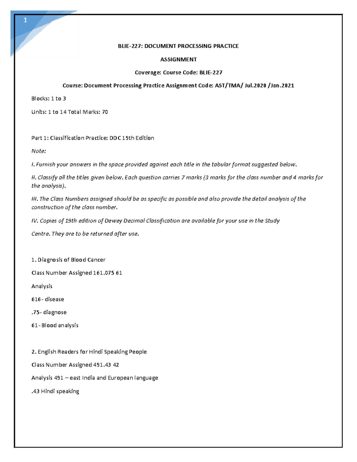 BLIE-227 EM - Document Processing Practice Assignment Guide - Studocu