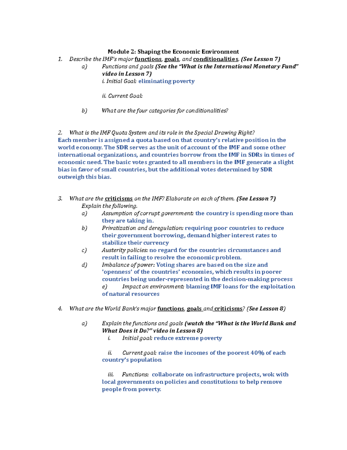 Module 2 Study Guide - DONE - Module 2: Shaping the Economic ...