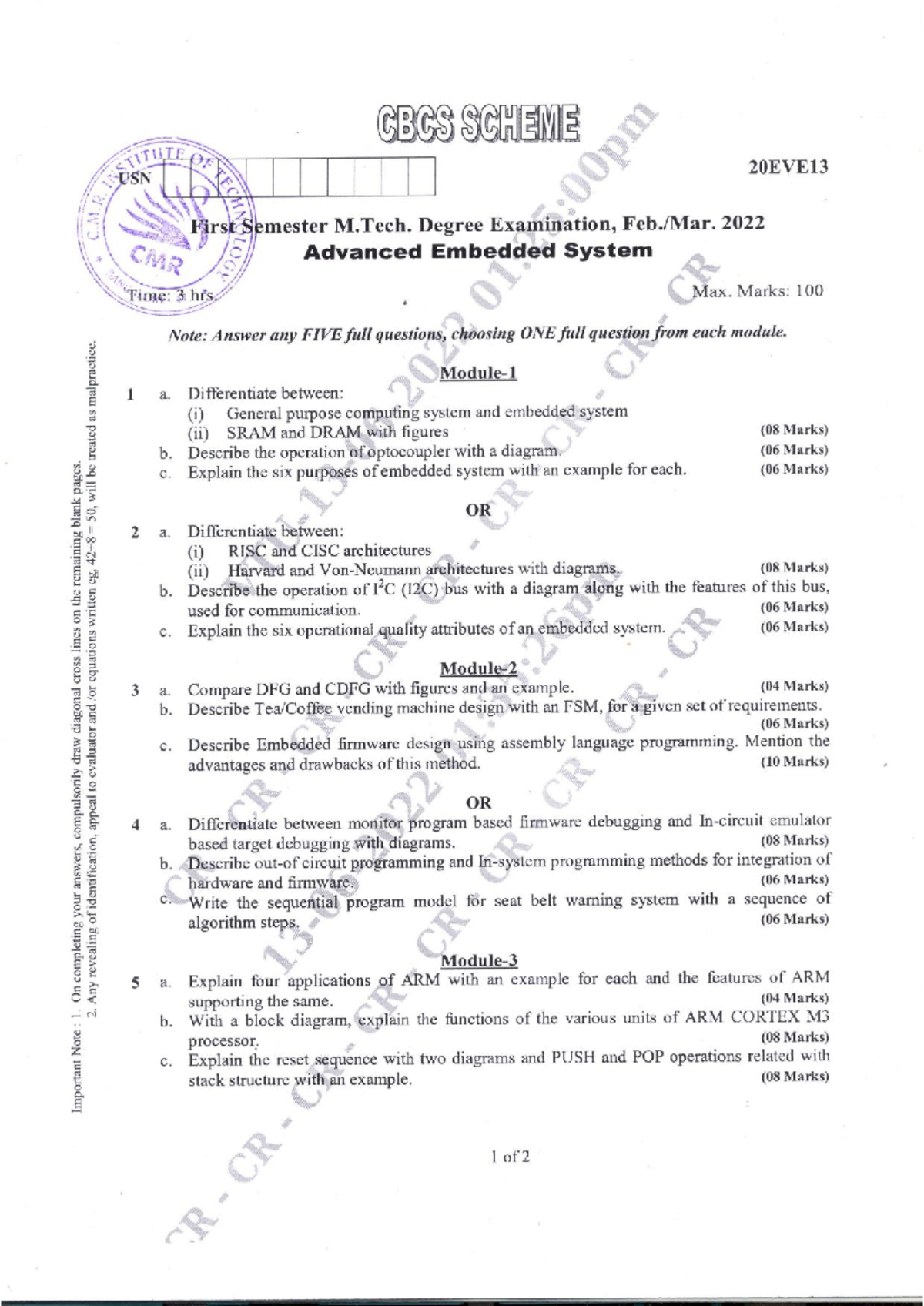 VTU Question Paper of 20EVE13 Advanced Embedded System Feb-2022 - CBCS ...