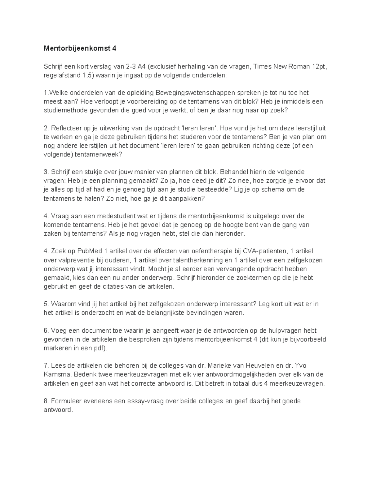 Vervangende Opdracht: Reflectie en Voorbereiding voor Tentamens - Studeersnel