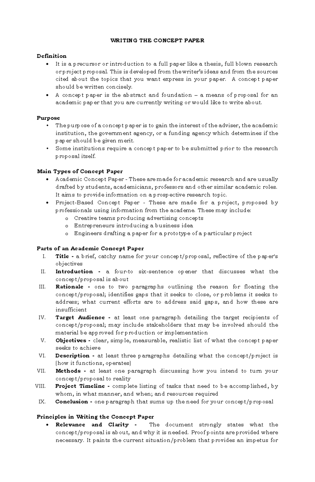 EAPP 101: Writing a Concept Paper - Guidelines and Structure - Studocu