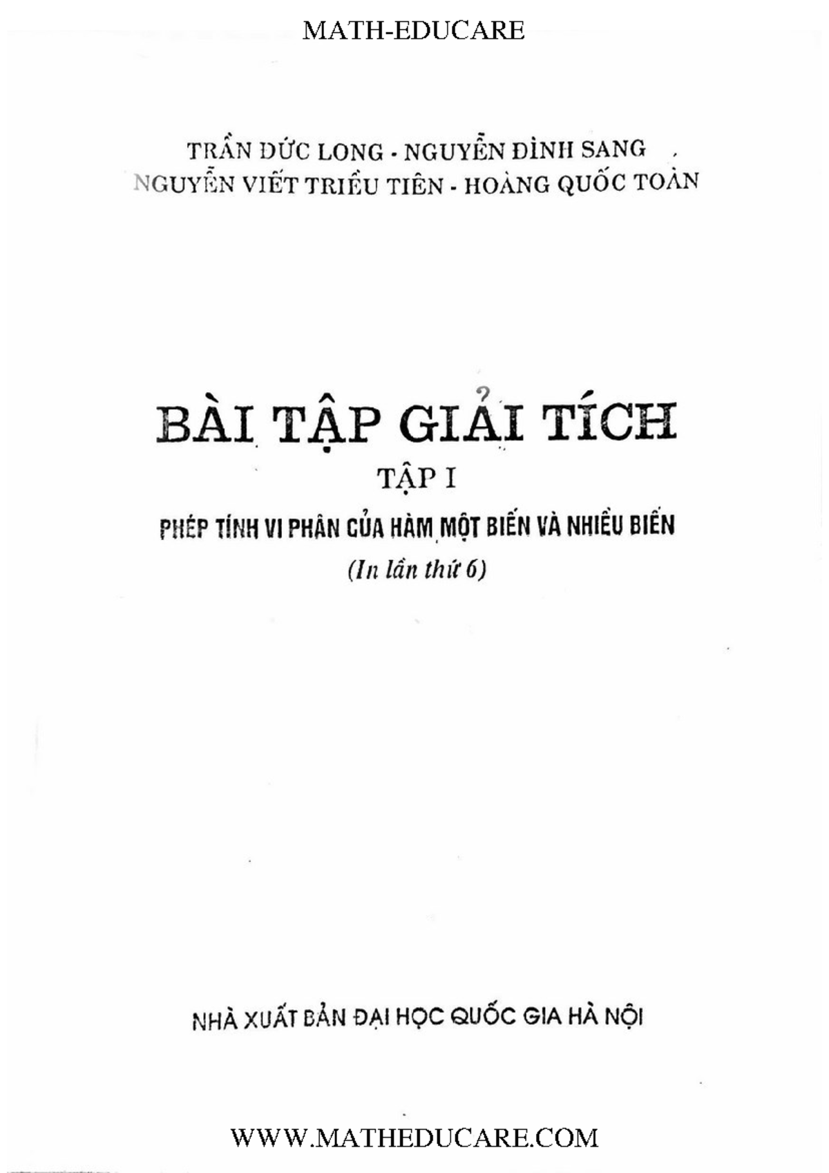 BT GT1 - Phép Tính Vi Phân và Giải Tích Tập I - Trần Đức Long - Studocu
