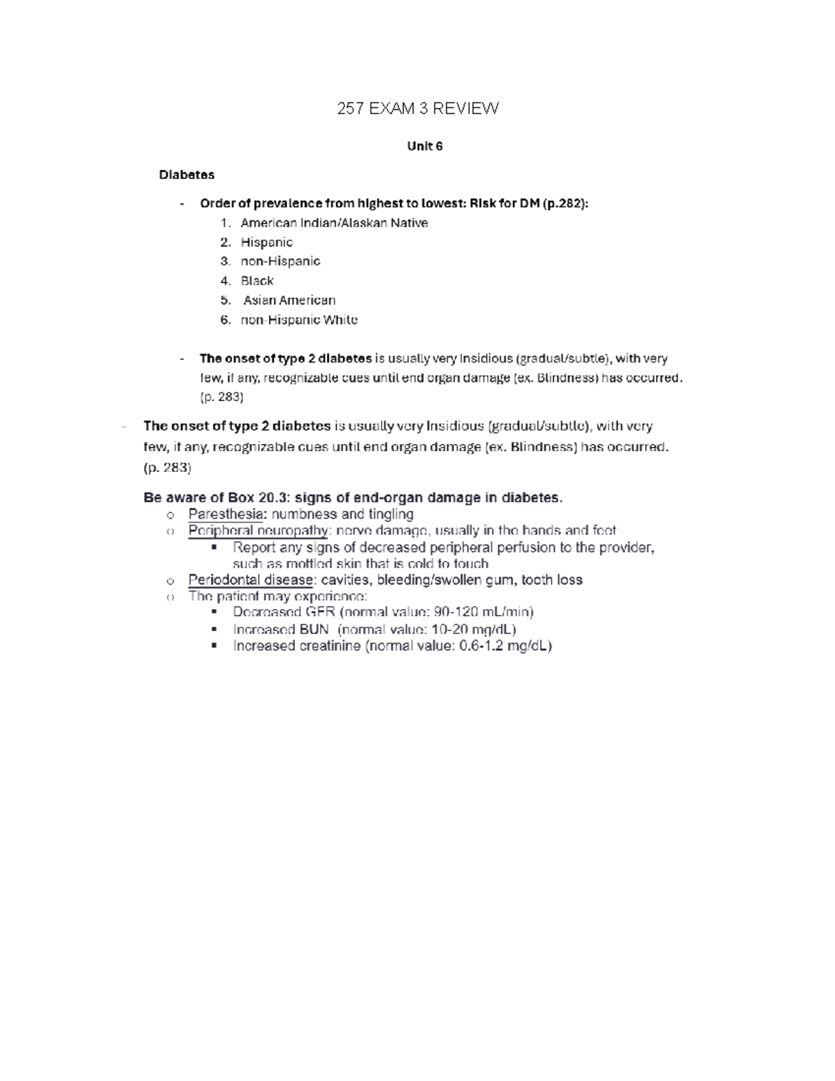 257 NUR 257 Exam 3 Review: Diabetes Management and Nursing ...