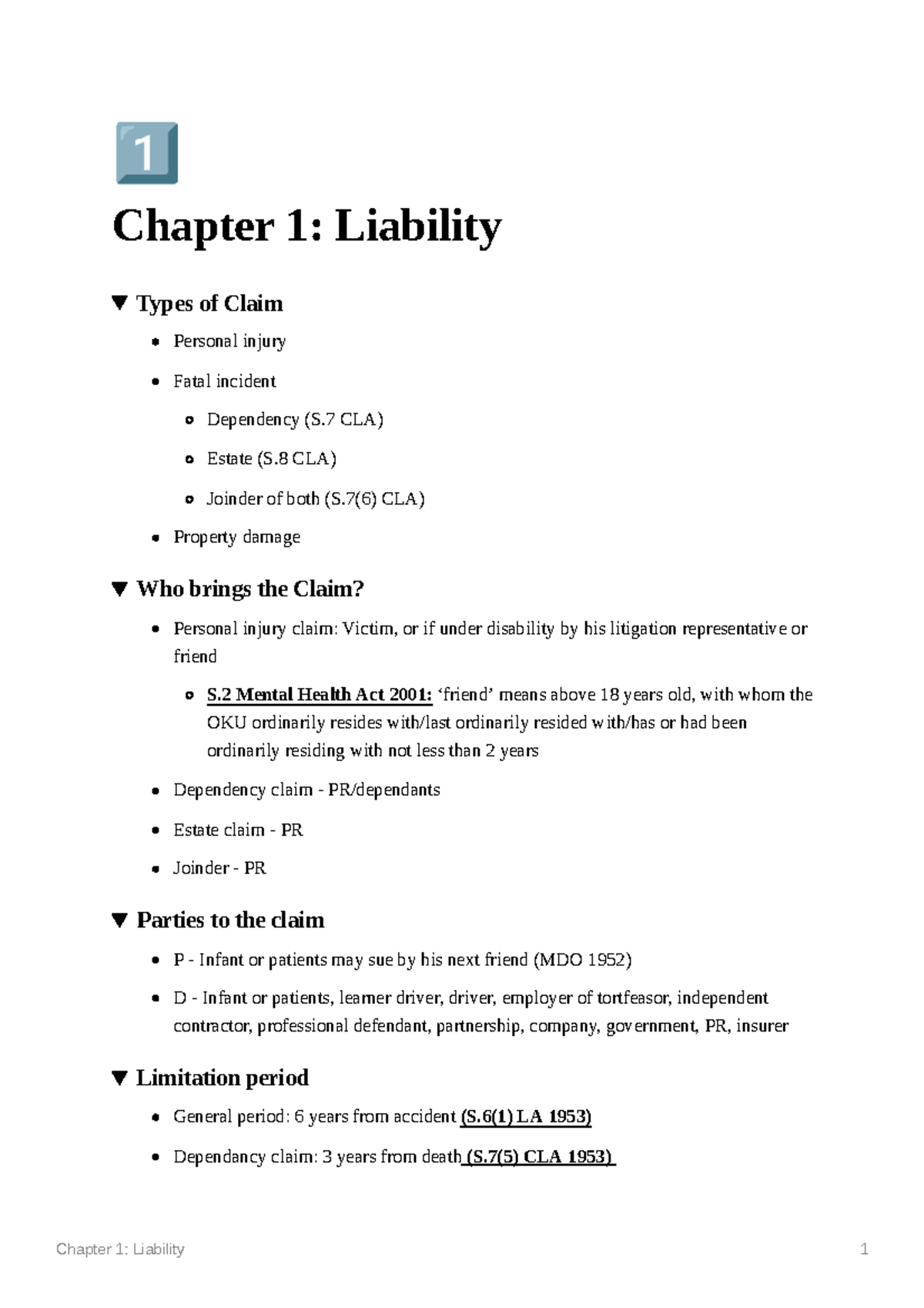 Chapter 1: Understanding Liability in Personal Injury Claims - Studocu