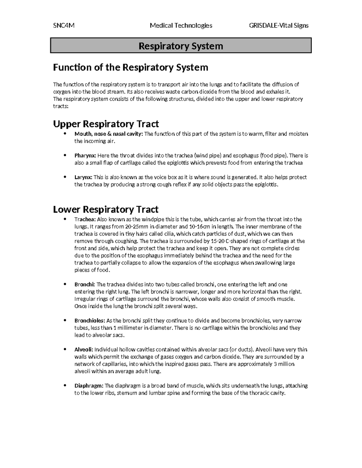 Lesson 2B-RS-Diagram Sheet - SNC4M Medical Technologies GRISDALE-Vital ...