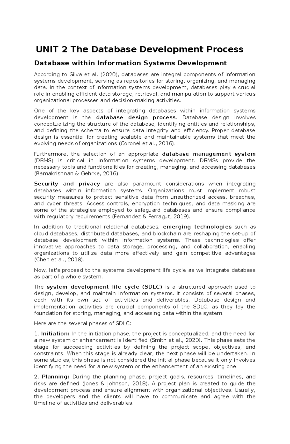 UNIT 2: The Database Development Process in Information Systems - Studocu