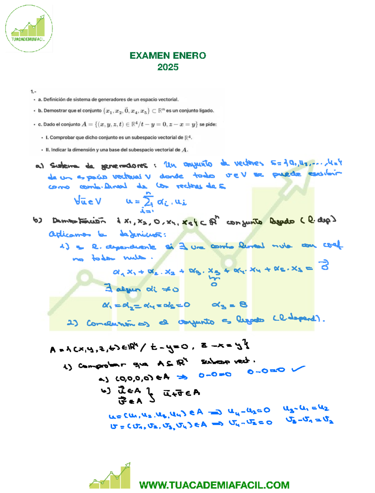 Examen Final de Matemáticas Avanzadas - Enero 2025 - Studocu