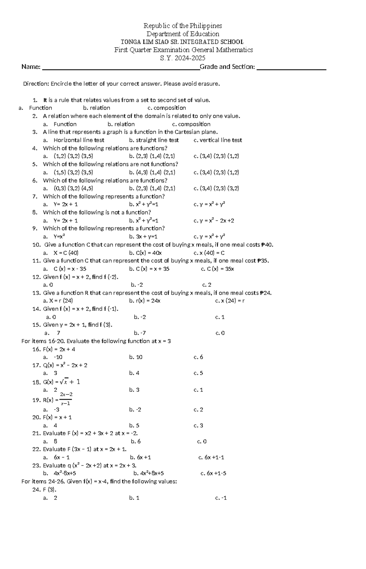 Gen-math-1st-quarter-exam- final - Republic of the Philippines ...