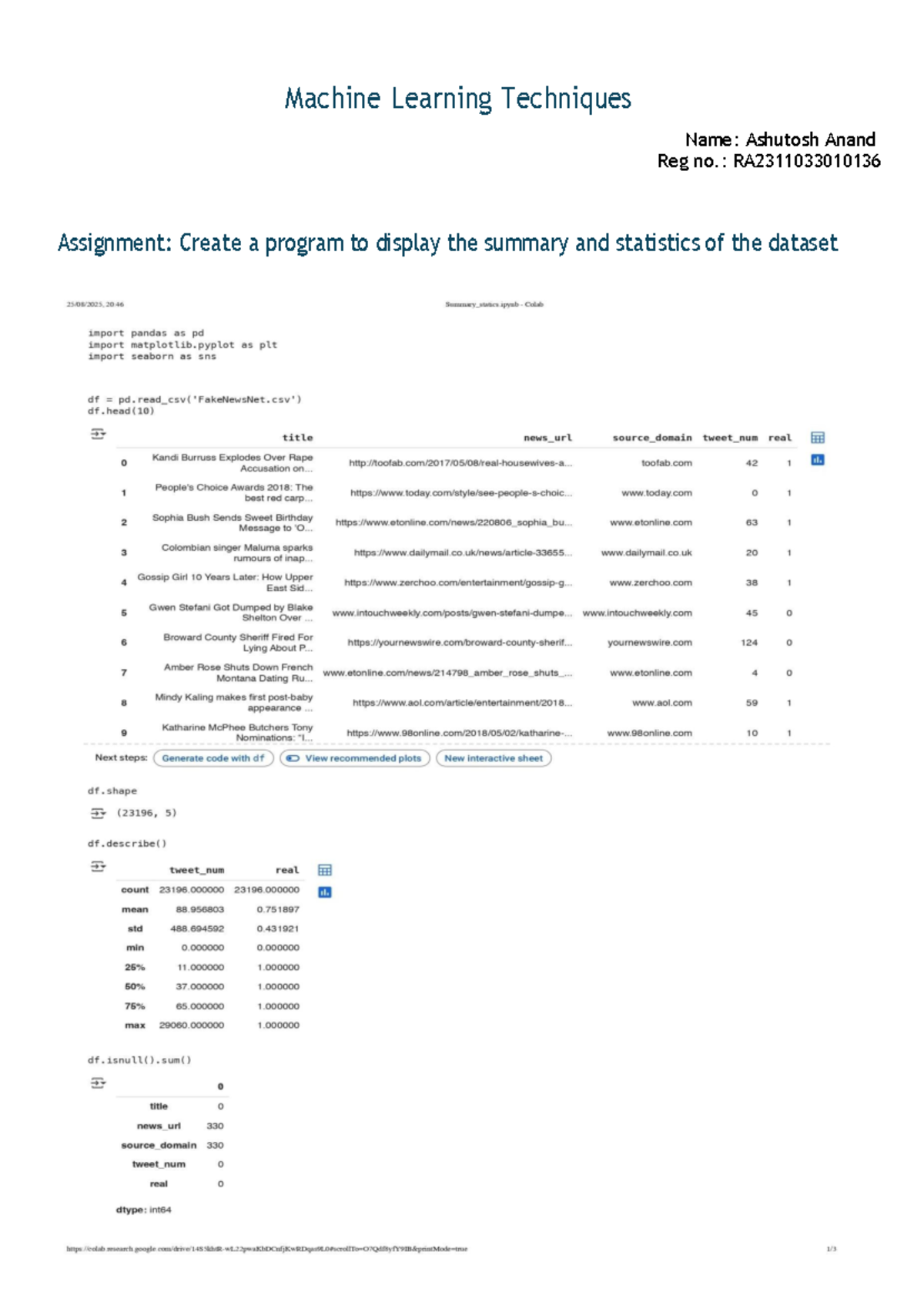 Ml aa - Imp - Machine Learning - Machine Learning Techniques Assignment ...