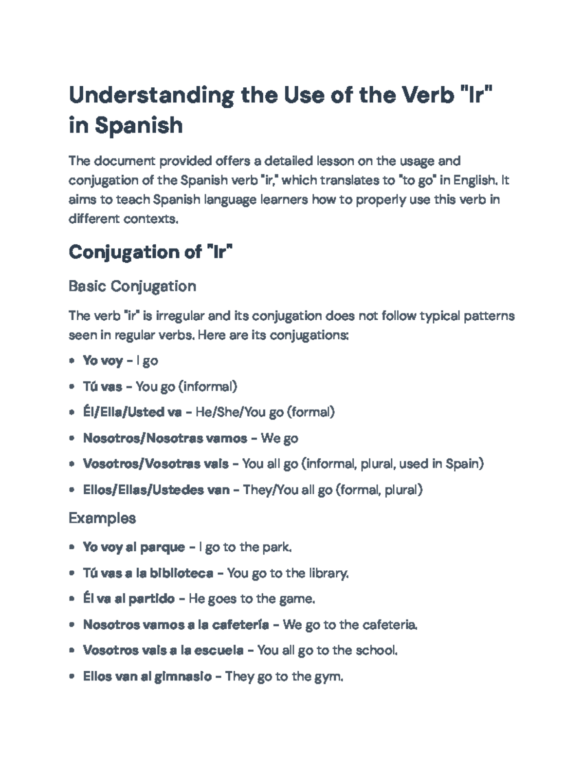 Understanding the Spanish Verb "Ir": Conjugation and Usage Guidelines ...