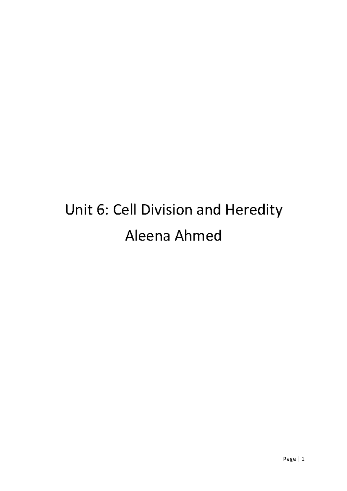 Unit 6: Assignment 6 - Cell Division and Heredity Overview - Studocu