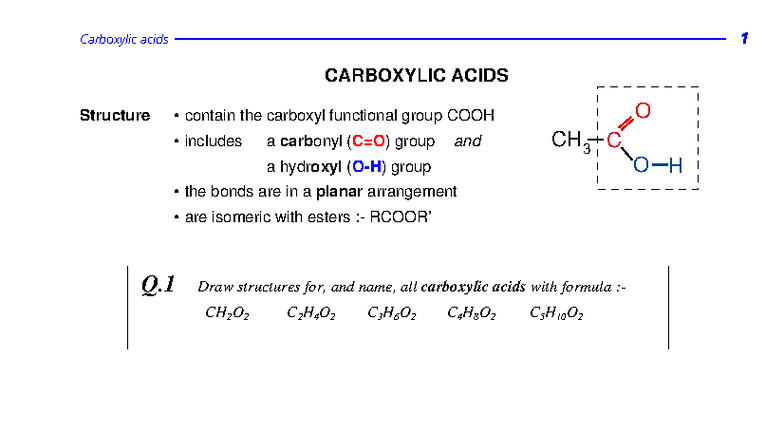 Carboxylic Acids and Esters: Structure, Properties, and Reactions ...