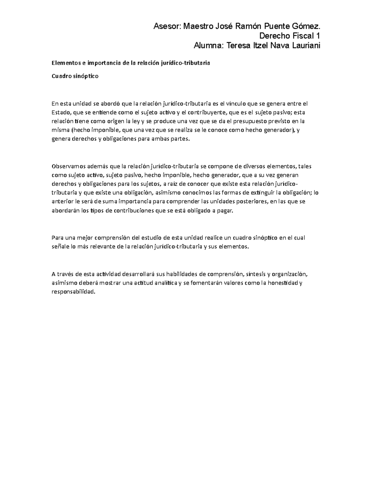 Nava T A2U4 DF - Importancia de la Relación Jurídico-Tributaria - Studocu
