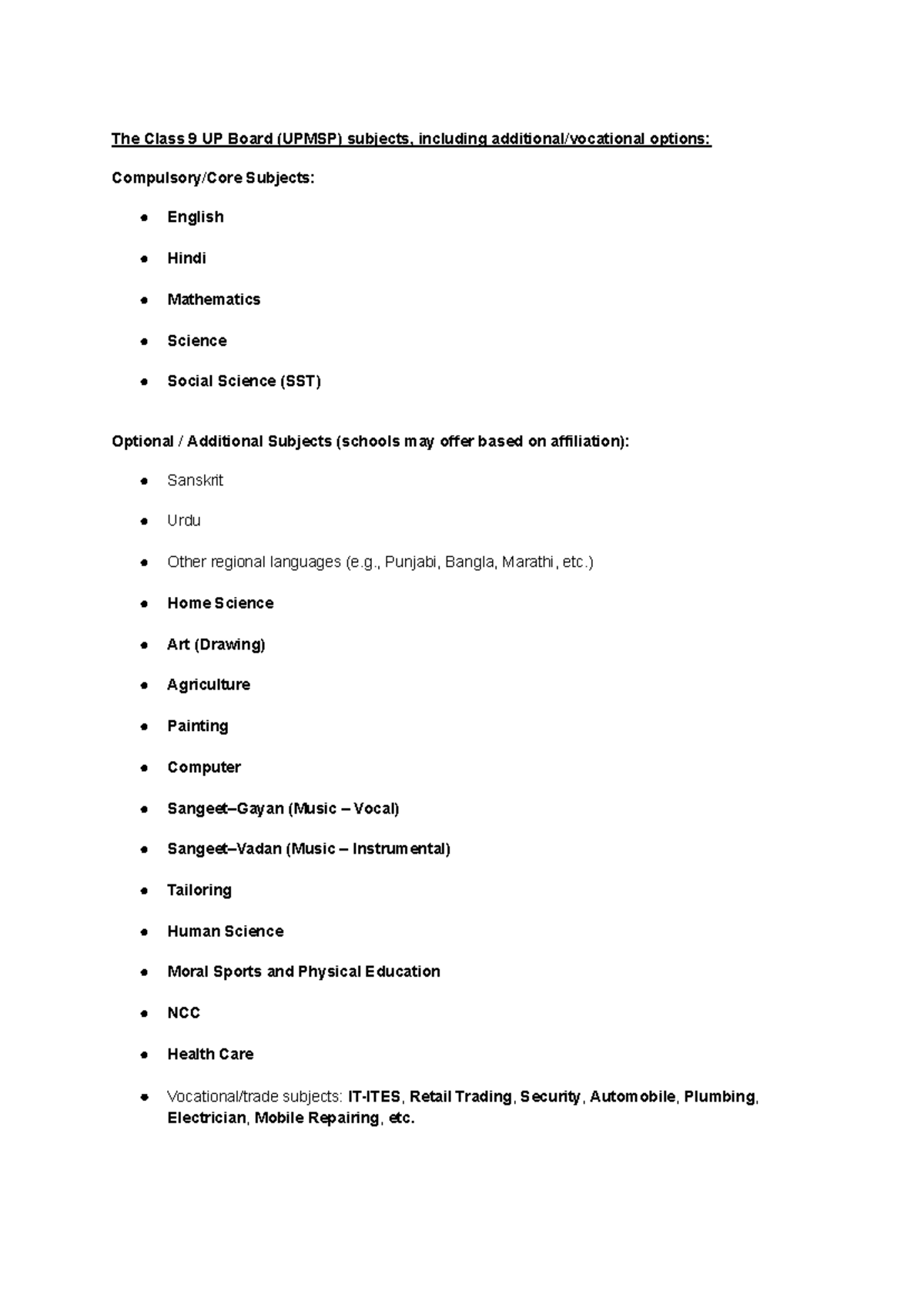 Computer Class 9 UP Board (UPMSP) Subject Overview and Resources - Studocu