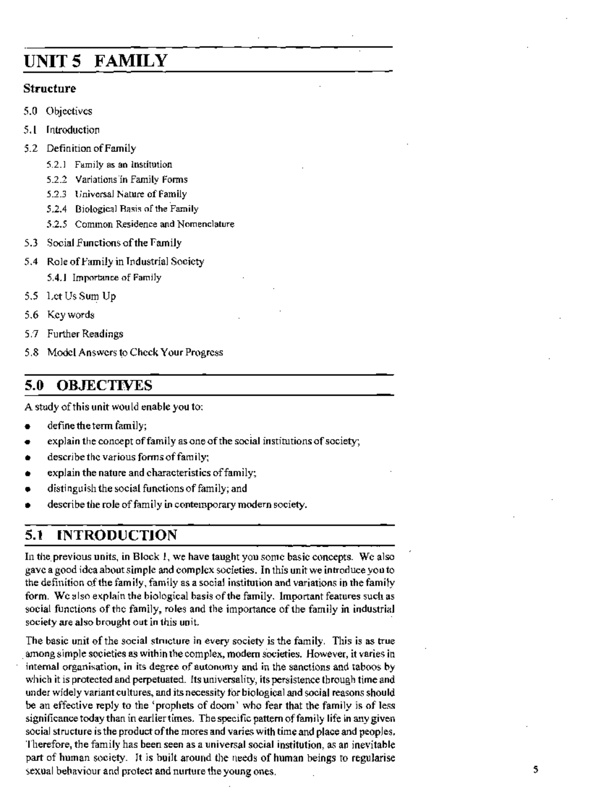 Sociology Unit 5: Understanding Family as a Social Institution - Studocu
