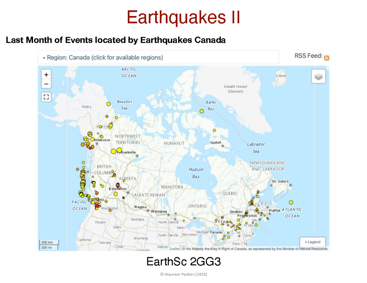 2GG3 Lecture 6: Earthquakes II - Recent Events and Magnitude Scales ...