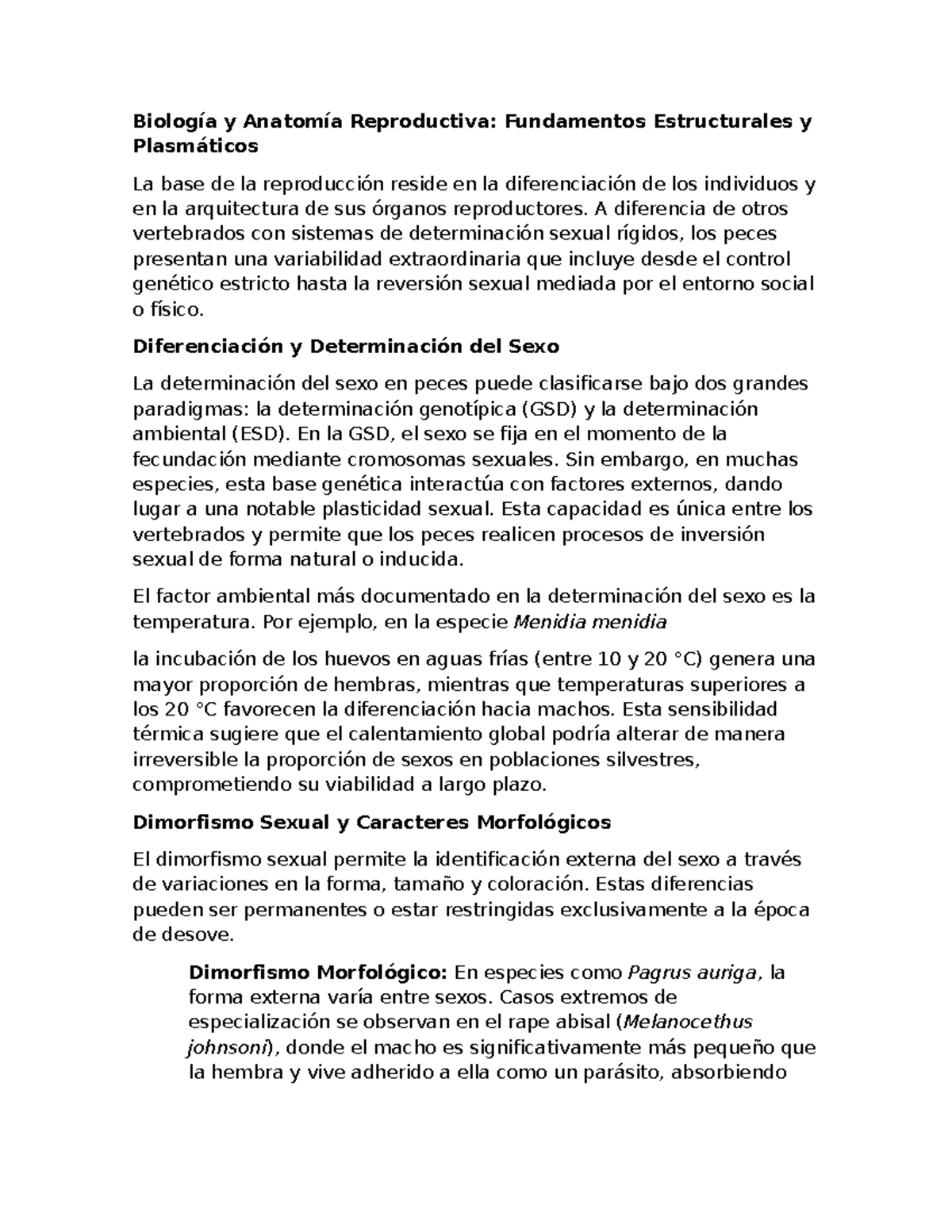 Biología y Anatomía Reproductiva de los Peces: Fundamentos y ...