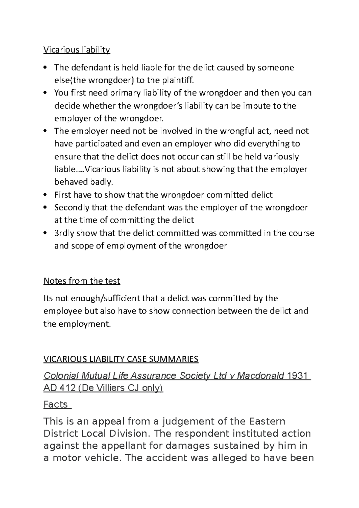 Vicarious Liability Case Summaries: Key Principles & Landmark Cases ...