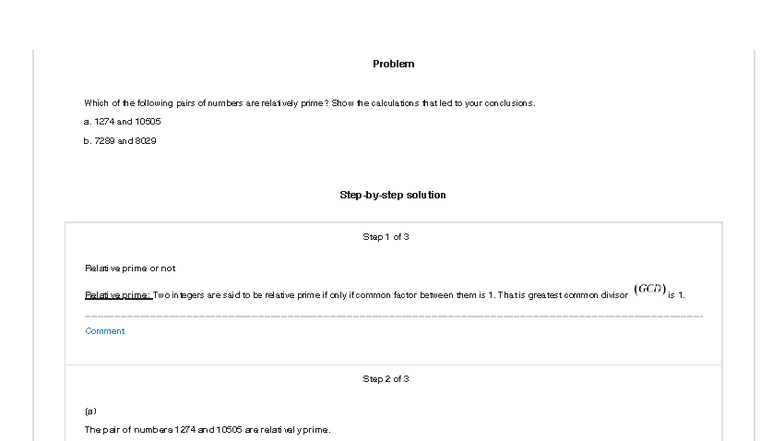 Math 101: Relatively Prime Numbers - Textbook Solution - Studocu