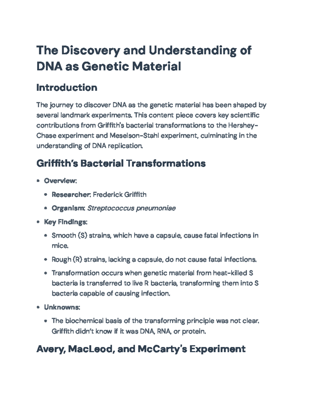 Understanding DNA as Genetic Material: Key Experiments and Mechanisms ...