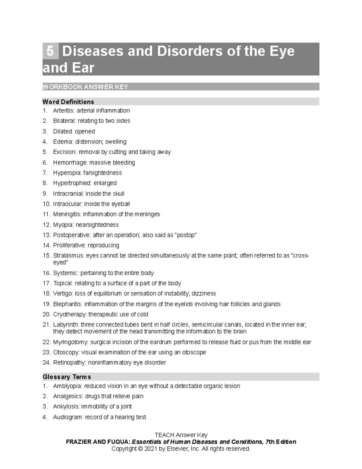 HLT Chapter 005 - Workbook Answers for Eye and Ear Disorders - Studocu
