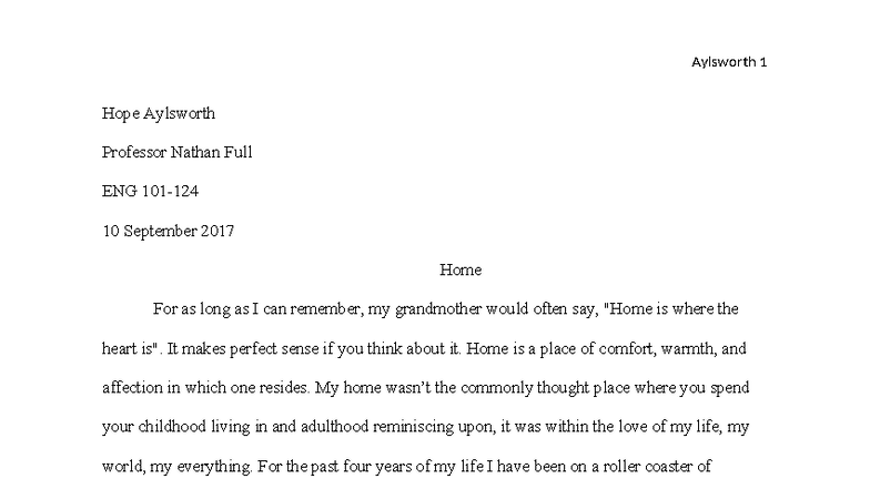 ENG 101 Essay: Lessons Learned from My First Love Experience - Studocu