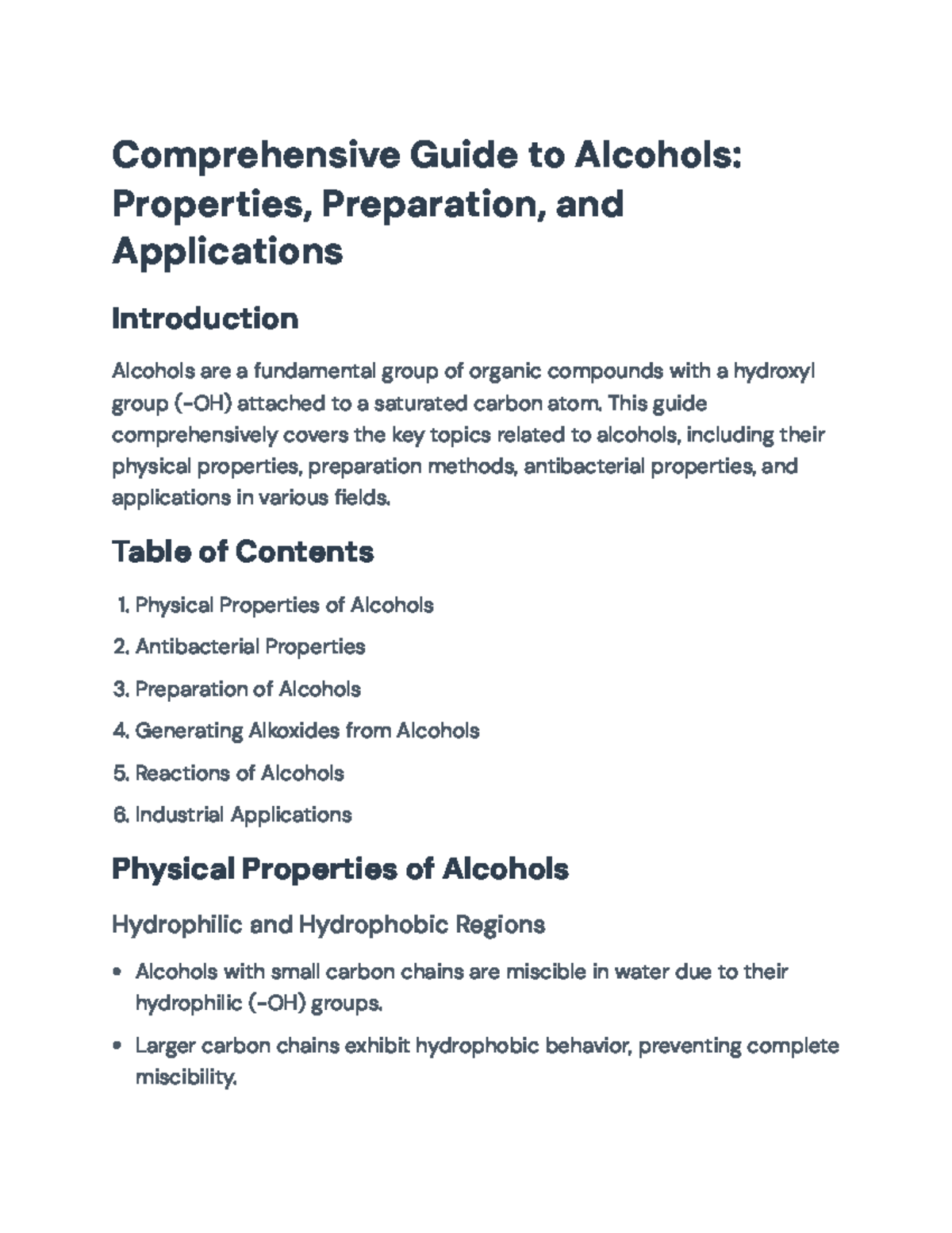 Comprehensive Guide to Alcohols: Properties, Preparation & Applications ...