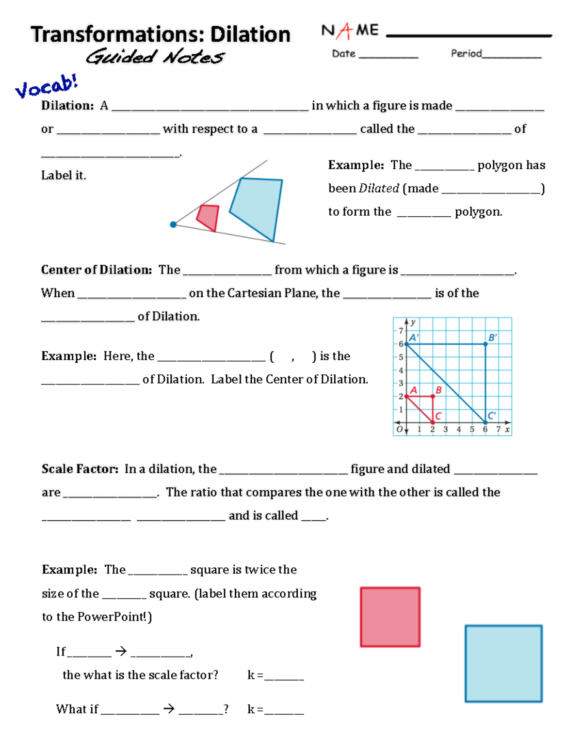 Transformations: Dilation - Guided Notes for Math 7.1 - Studocu