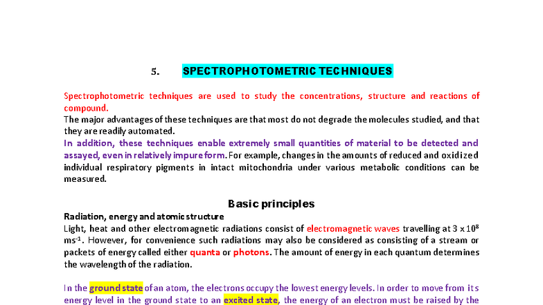 5. Spectrophotometric Techniques & Flame Photometry Overview - Studocu