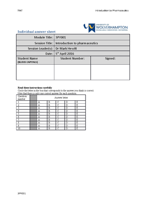 Wwham - notes relating to the second semester's pharmacy practice ...