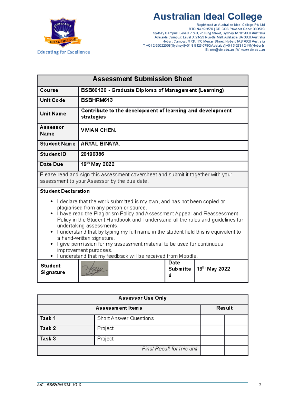 BSBHRM 613 Assessment Tasks - Exploring Learning Strategies and ...
