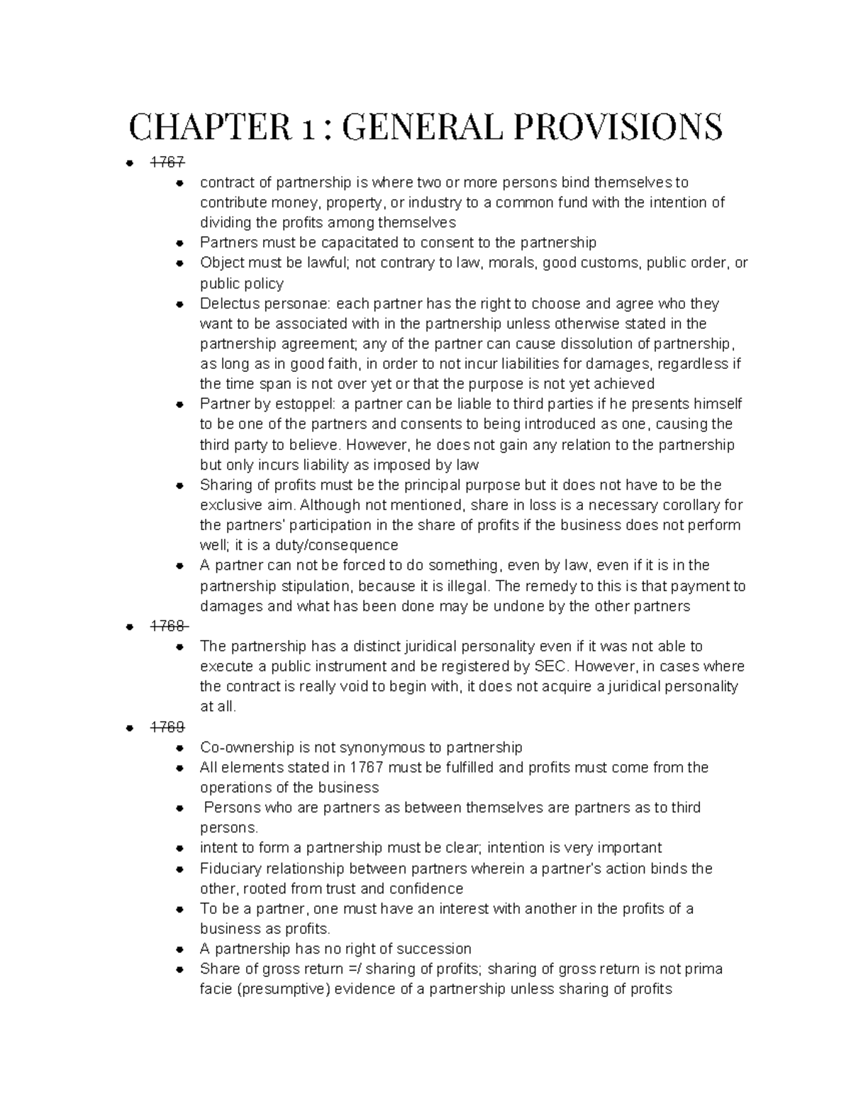 CHAPTER 1: GENERAL PROVISIONS ON PARTNERSHIP (Par Cor Law) - Studocu