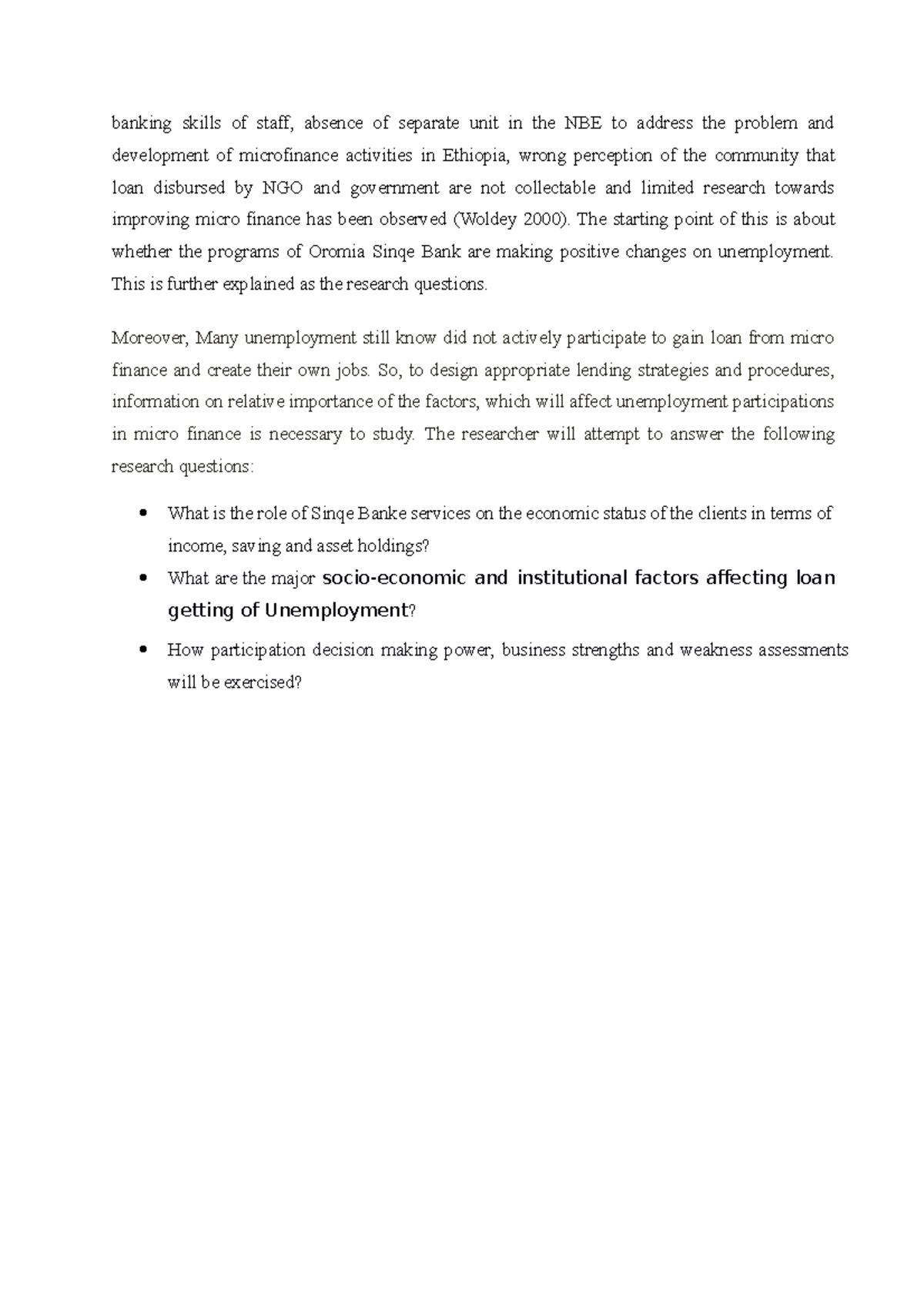 13CH1 - Research on Microfinance Impact at Oromia Sinqe Bank - Studocu