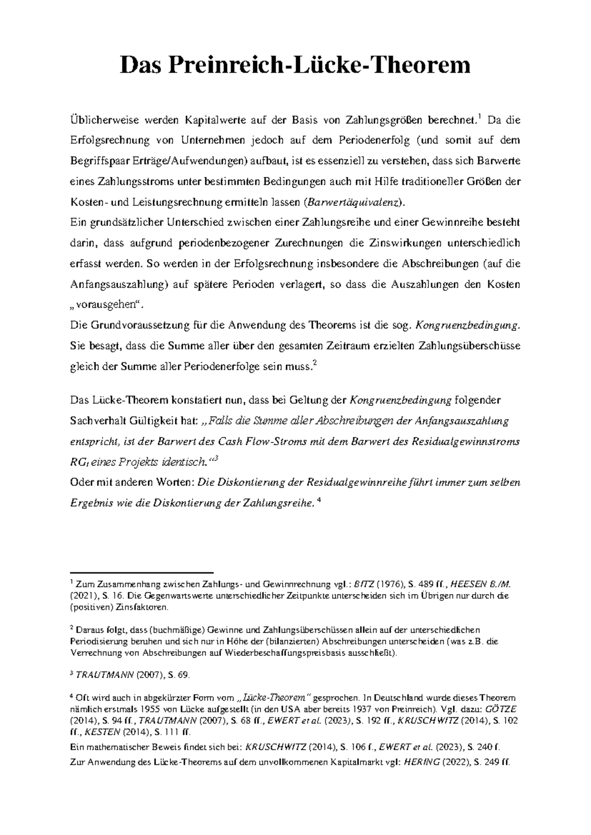 Das Preinreich-Lücke-Theorem: Grundlagen und Anwendungen - Studocu
