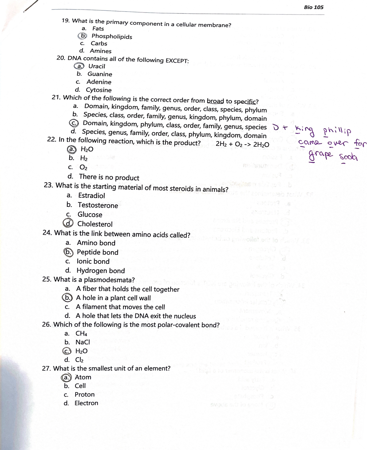 Bio 105 Practice Exam 2: Sample Questions and Tips for Success - Studocu